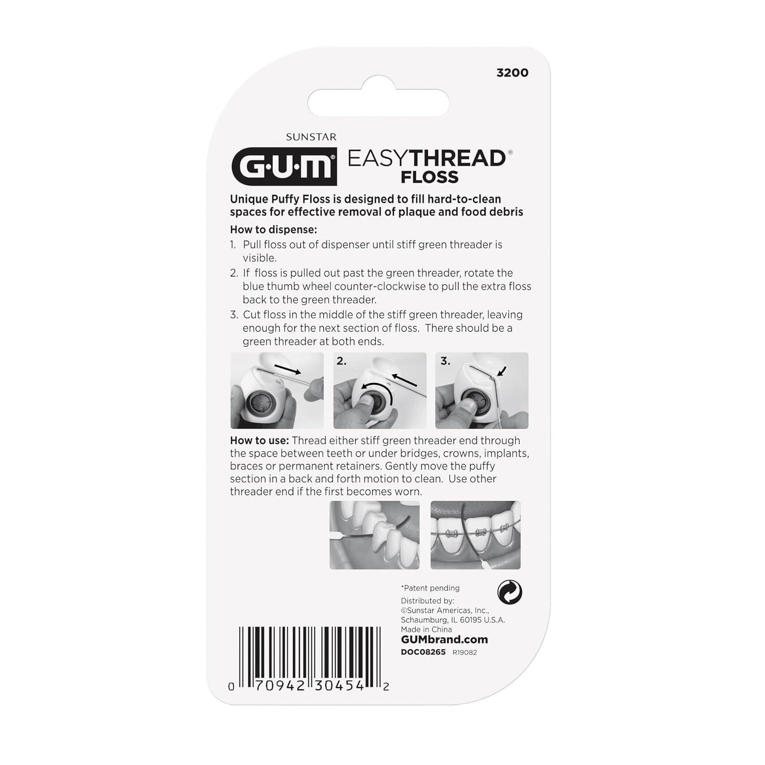GUM EasyThread Threader Floss – Expanding Dental Floss for Braces ...